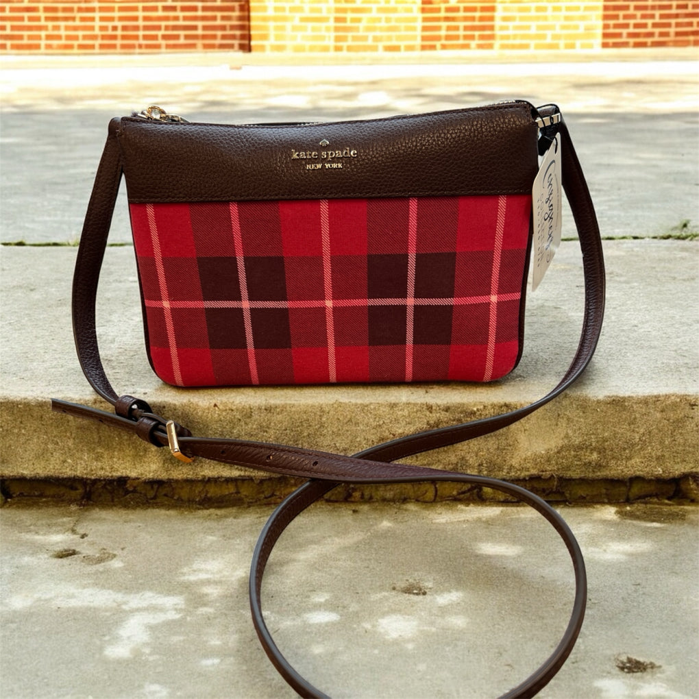 KATE SPADE, BURGUNDY, TRIPLE PLAID, CROSS BODY – Consigners Collection
